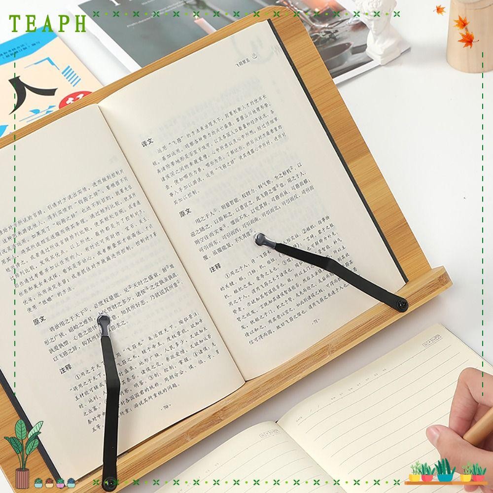 TEAPH Book Reading Stand, Bamboo Adjustable Reading Holder, Portable ...