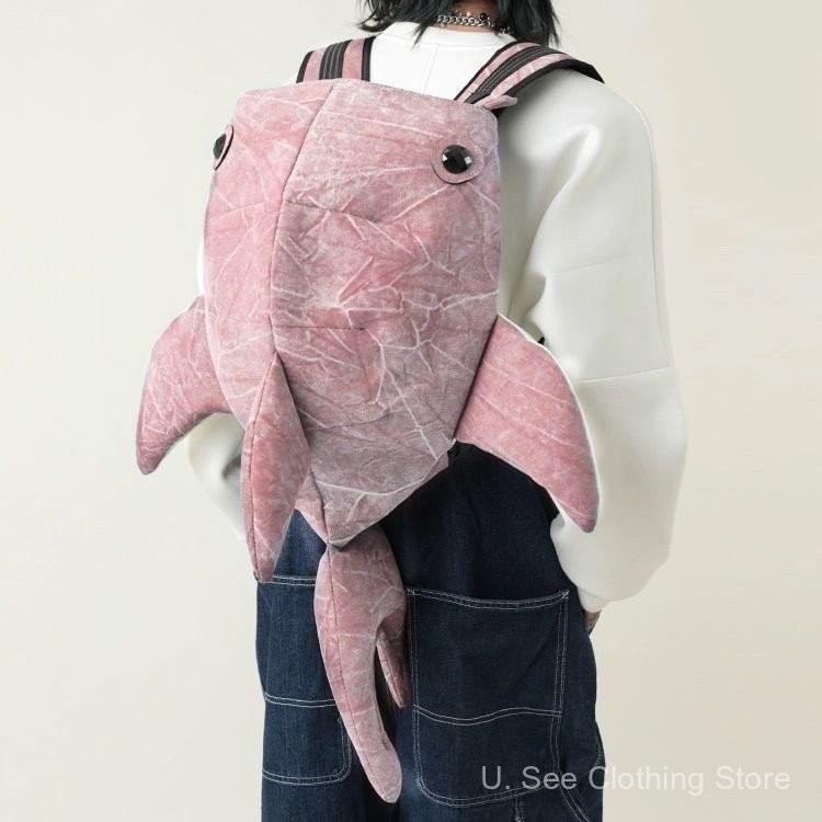 Medium Trendy Zoo Whale Shark Fish Backpack Whale Pop Non-Mainstream ...