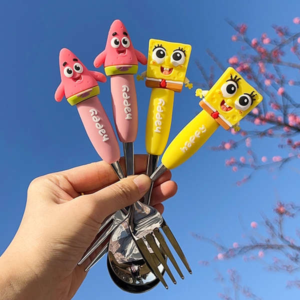 spoon and fork set spoon and fork set with case SpongeBob SquarePants ...