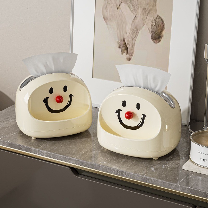 Cream Style Cute Smiling Face Tissue Box Living Room Coffee Table ...