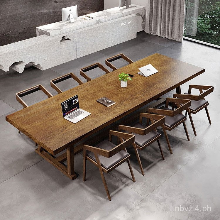 Solid Wood Office Conference Table Long Table Home Rectangular Library ...