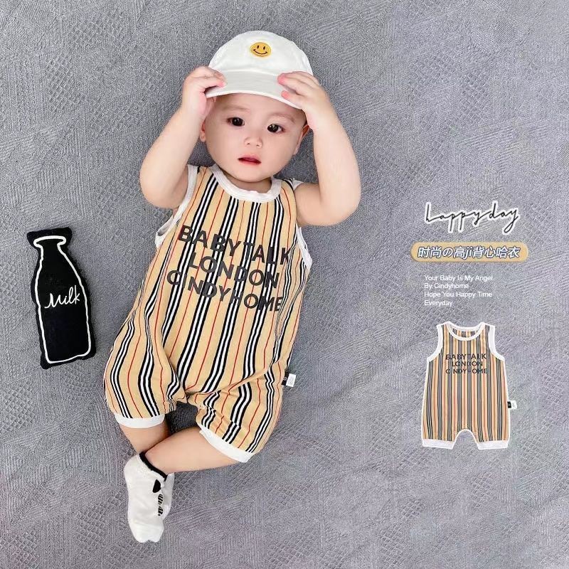 婴儿宝宝哈衣超洋气夏季无袖背心可爱连体衣爬服ins韩版男童薄款Baby Hani Super Western Summer Sleeveless Tank Top20250708 ...