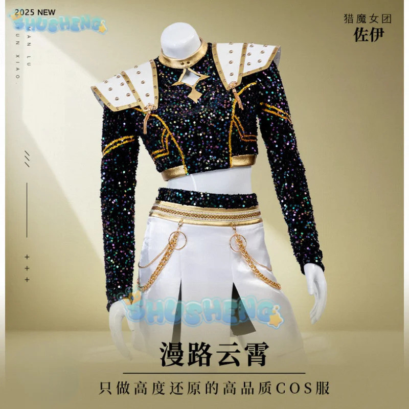 Anime KPop Demon Hunters Zoey Cosplay Costume Wig Black Gold Stage ...
