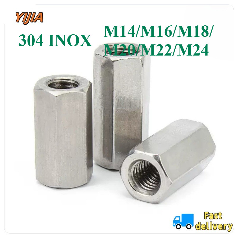 304 Stainless Steel Hexagon Connector Extension Connector Nut M14/M16 ...