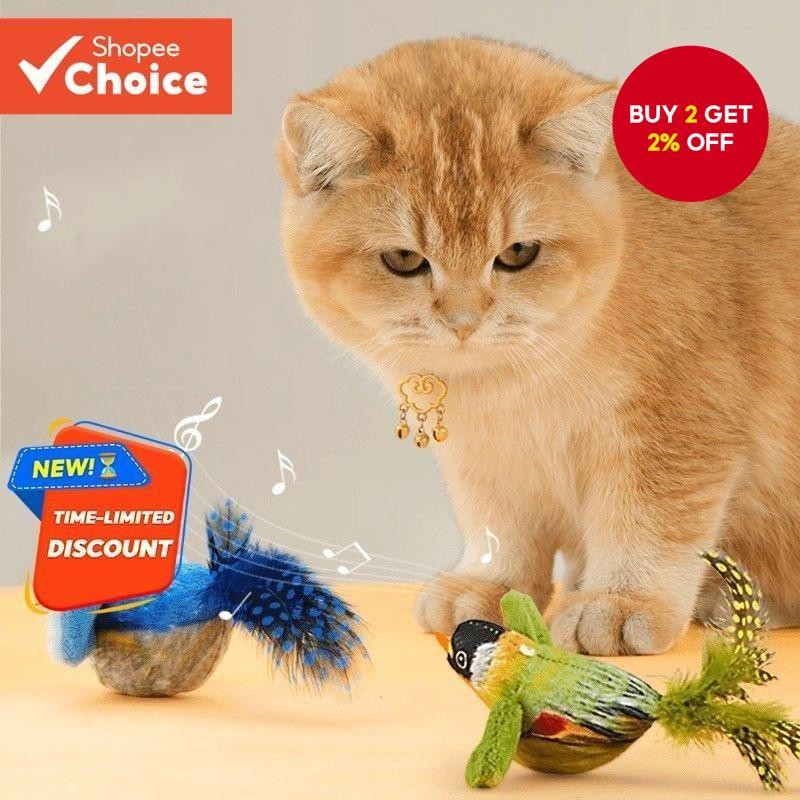 Cat toys hanging cat teasers simulate birds that can call, swings on a ...