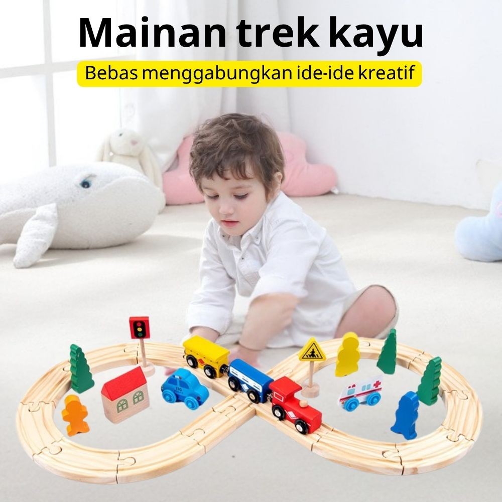 33PCS Wooden Train Track Set Magnetic Train Track Game For Kids Diorama ...