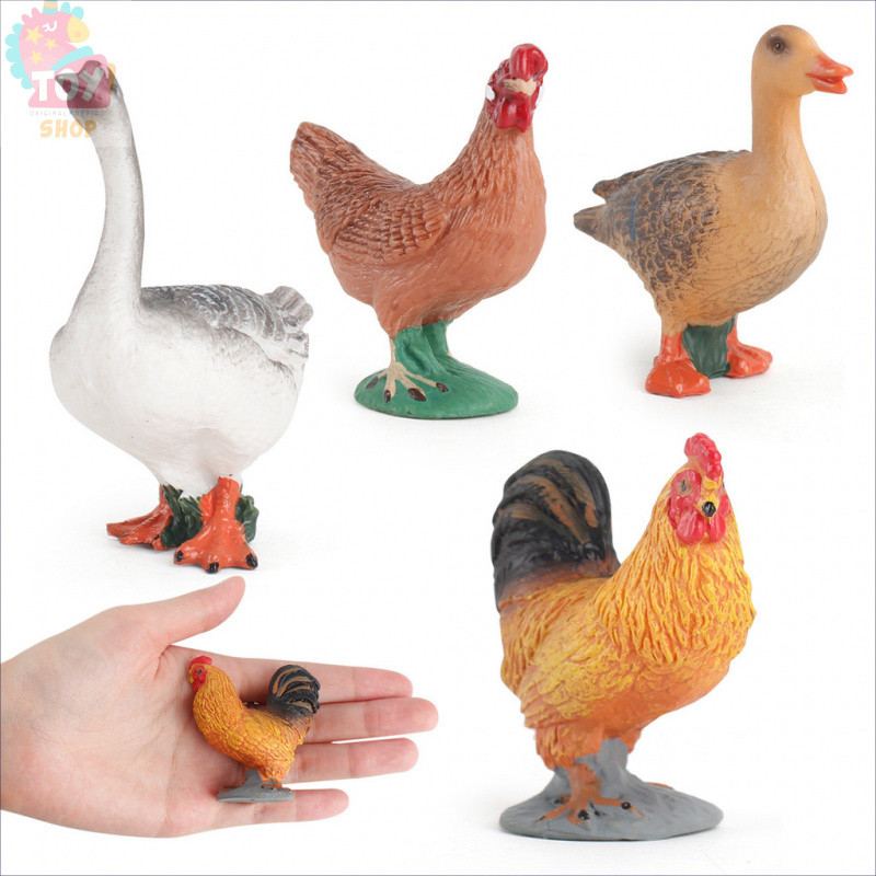 Children's Toys Mini Realistic Farm Animal Models Rooster Hen Duck ...