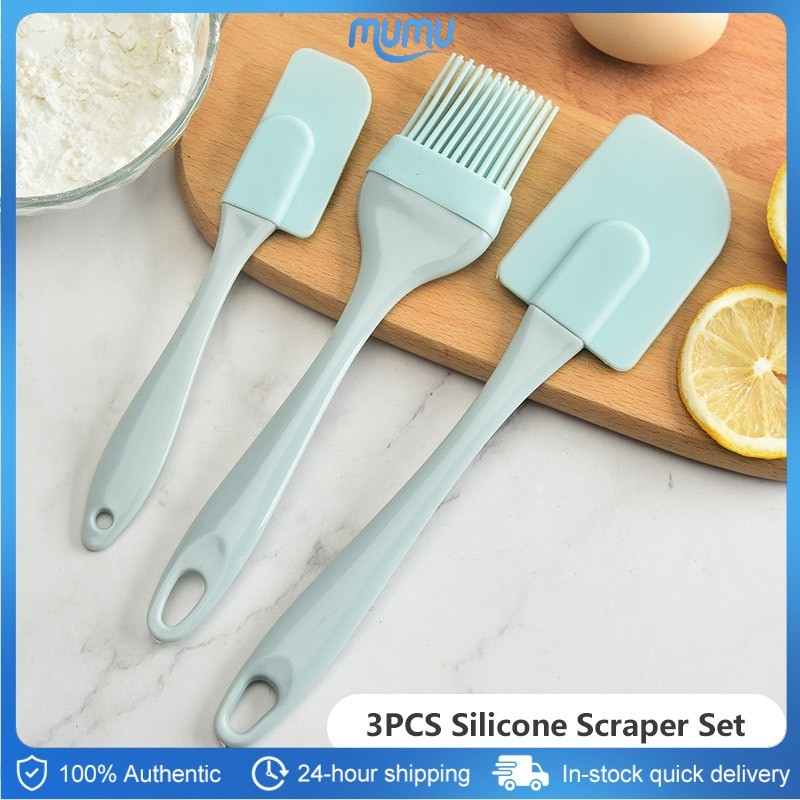 3Pcs Silicone Spatula Set Bread Cake Butter Spatula Mixer Oil Brush ...
