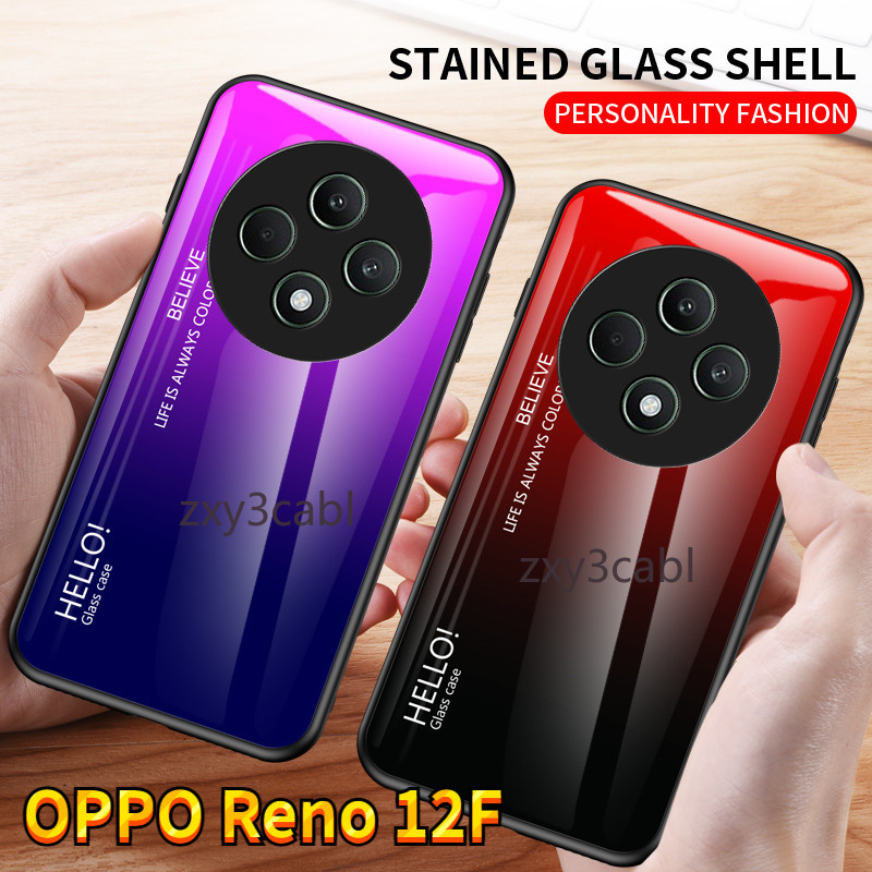 Luxury Gradient Tempered Glass Casing for OPPO Reno 12 F 5G 2024 Case ...