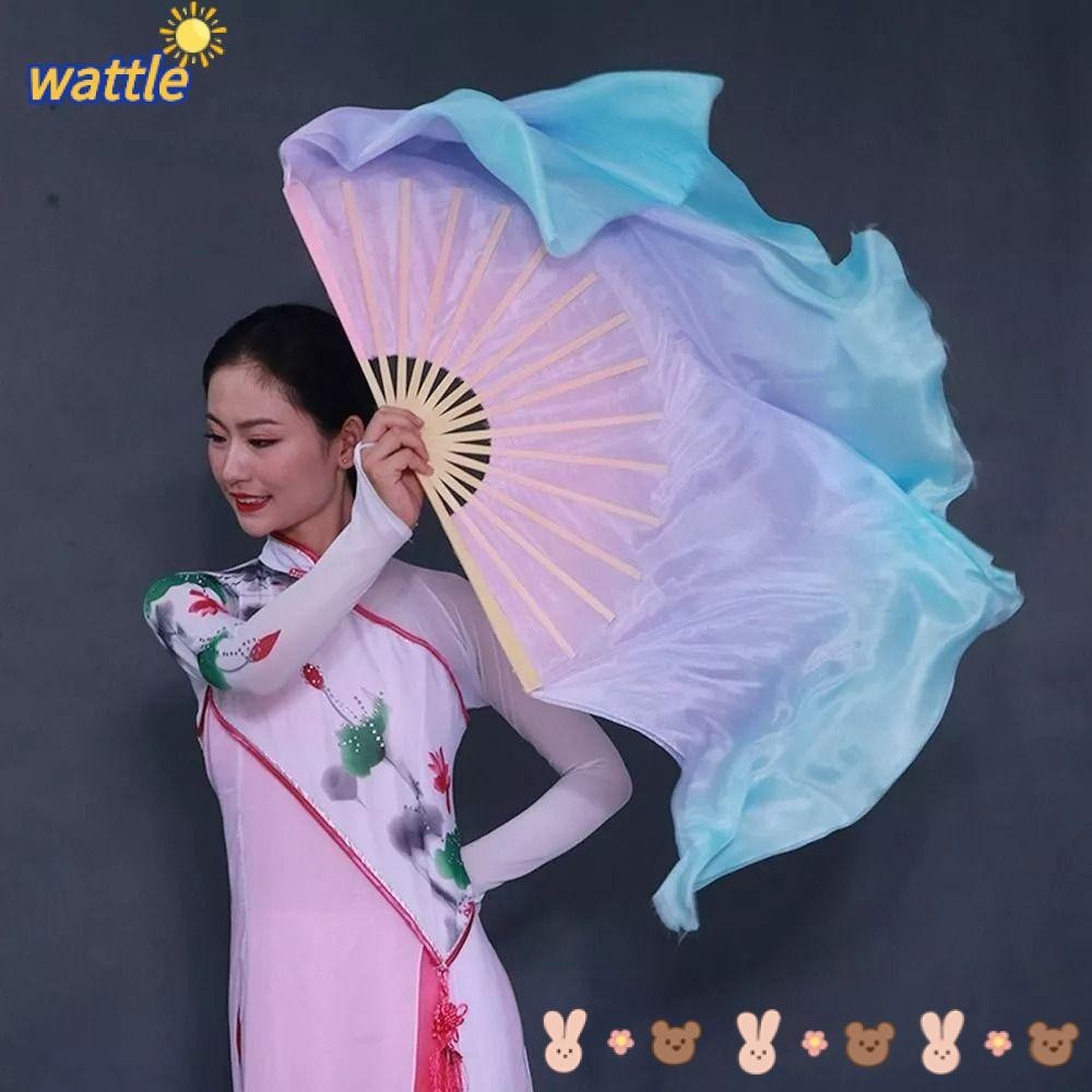 WATTLE Hand Fan, Half Circle Long Silk Belly Dance Fan, Portable ...