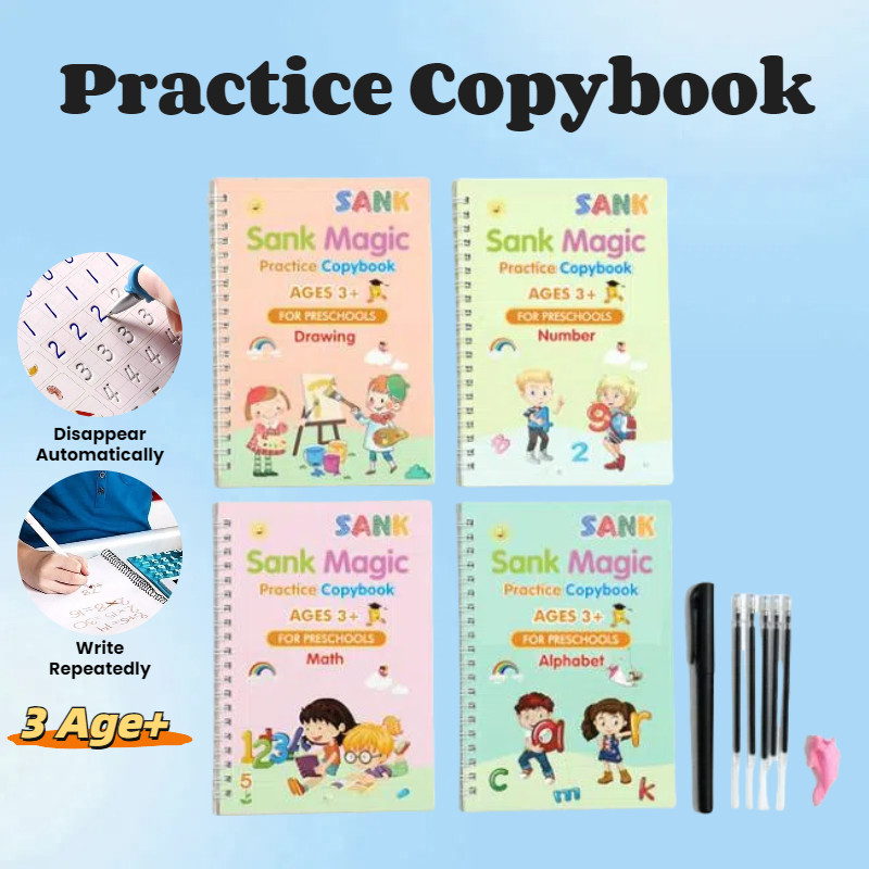 4 Pcs Children Writing Notebook for Practice Kid English Learning ...
