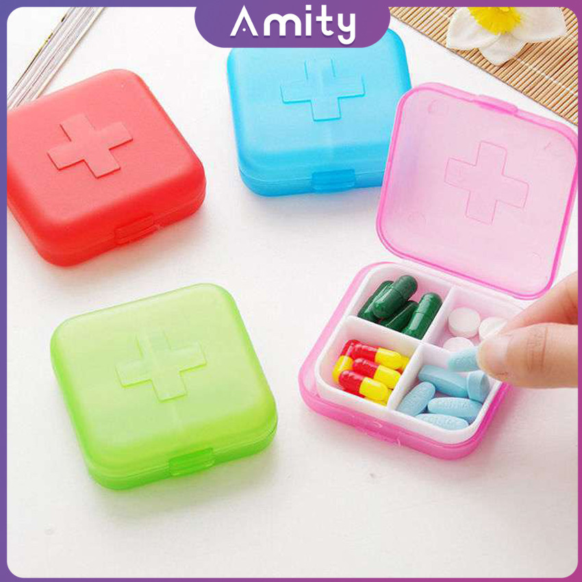 Amity 4 Slot Medicine Box Mini Storage Box Colourful Family First Aid ...