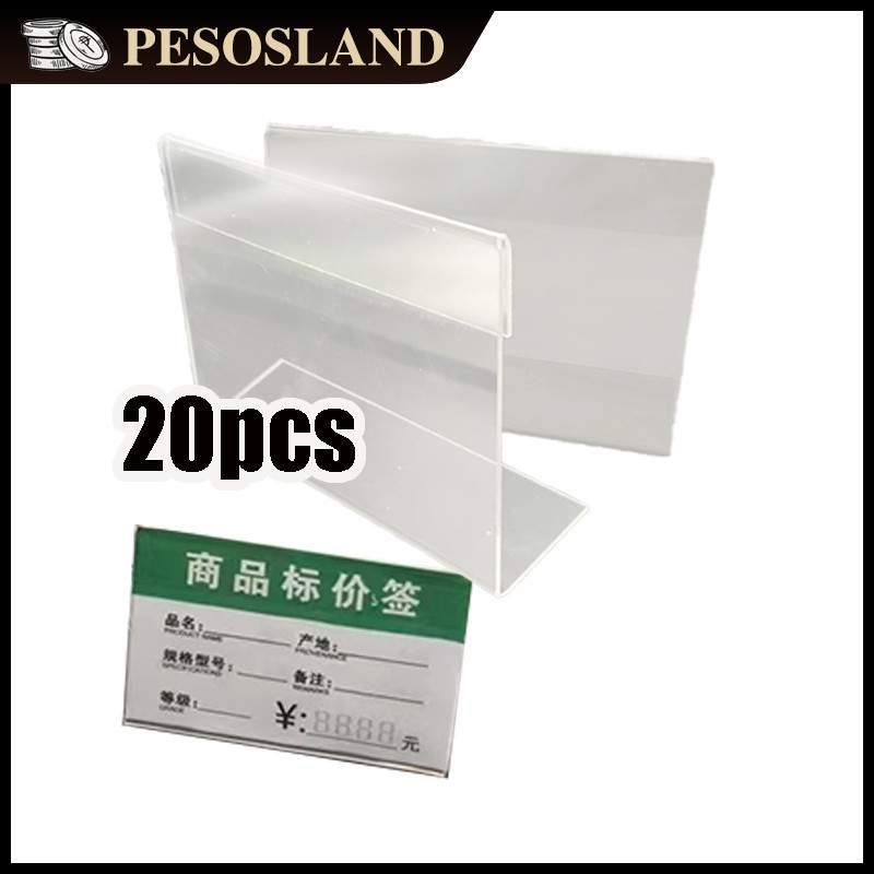20Pcs 6x9cm Clear Price Card Tag Stand Rack Acrylic L-shaped Sign Label ...