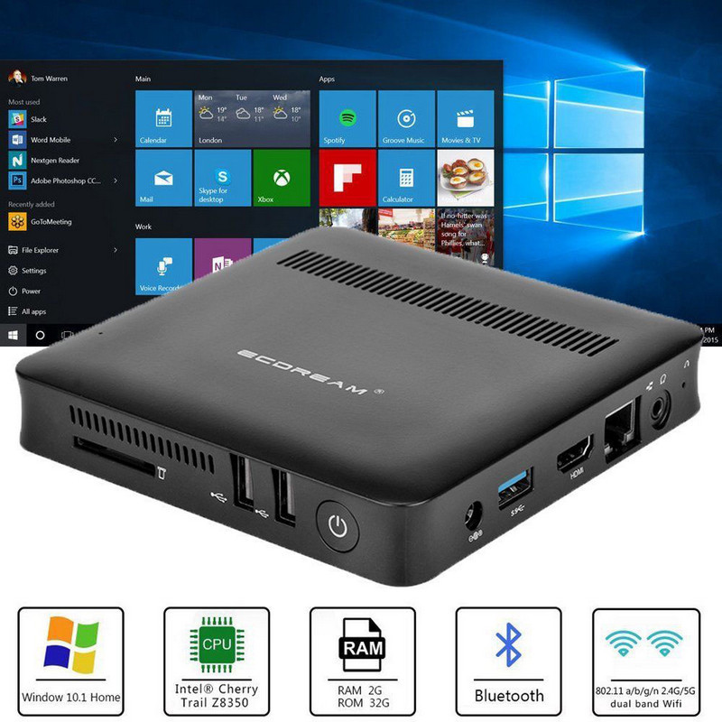 T7 Mini PC 2+32GB Windows 10 64 bit Computer Quad-Core Intel VGA HDMI ...
