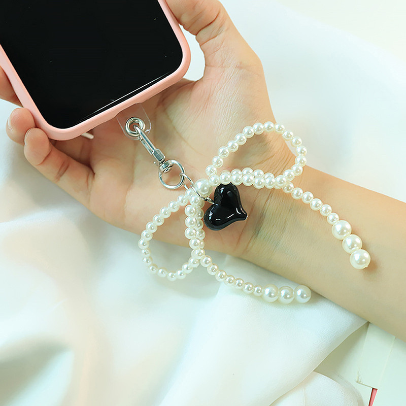 CBS 1PC Women Sweet Charm Pearl Bow Backpack Key Ring Bowknot Heart ...