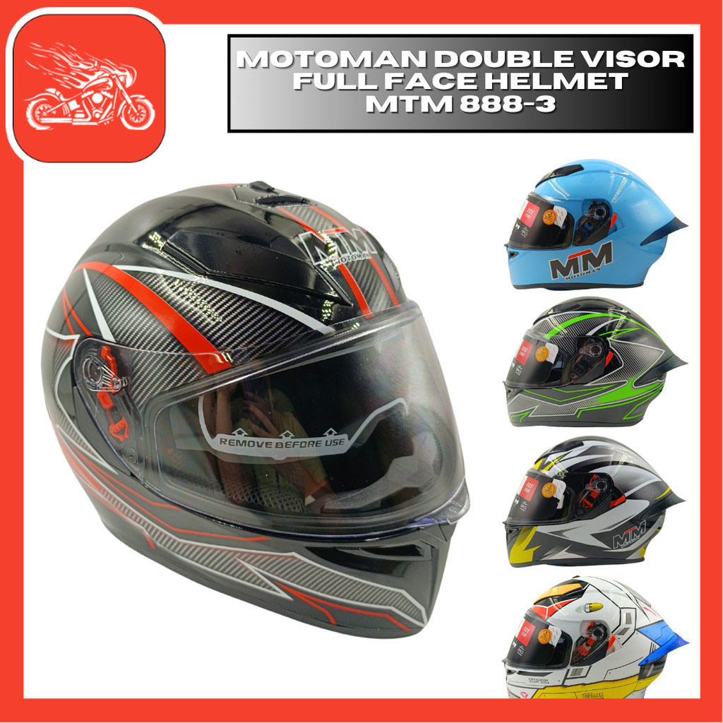 MOTOMAN FULL FACE DOUBLE VISOR HELMET MTM 888-3 MOTORCYCLE HELMET ...