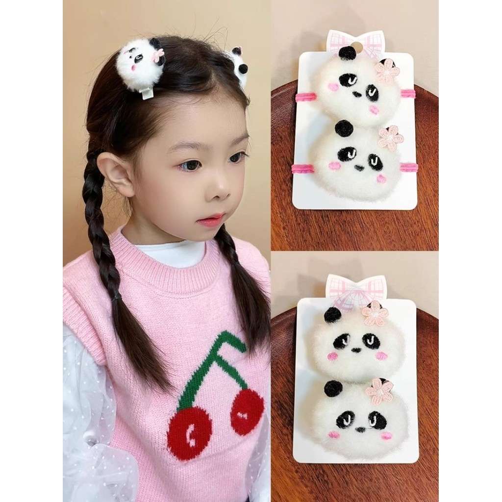 Kids Children Cute Soft Chinese Panda Plush Hairpin Hair Clips Side ...