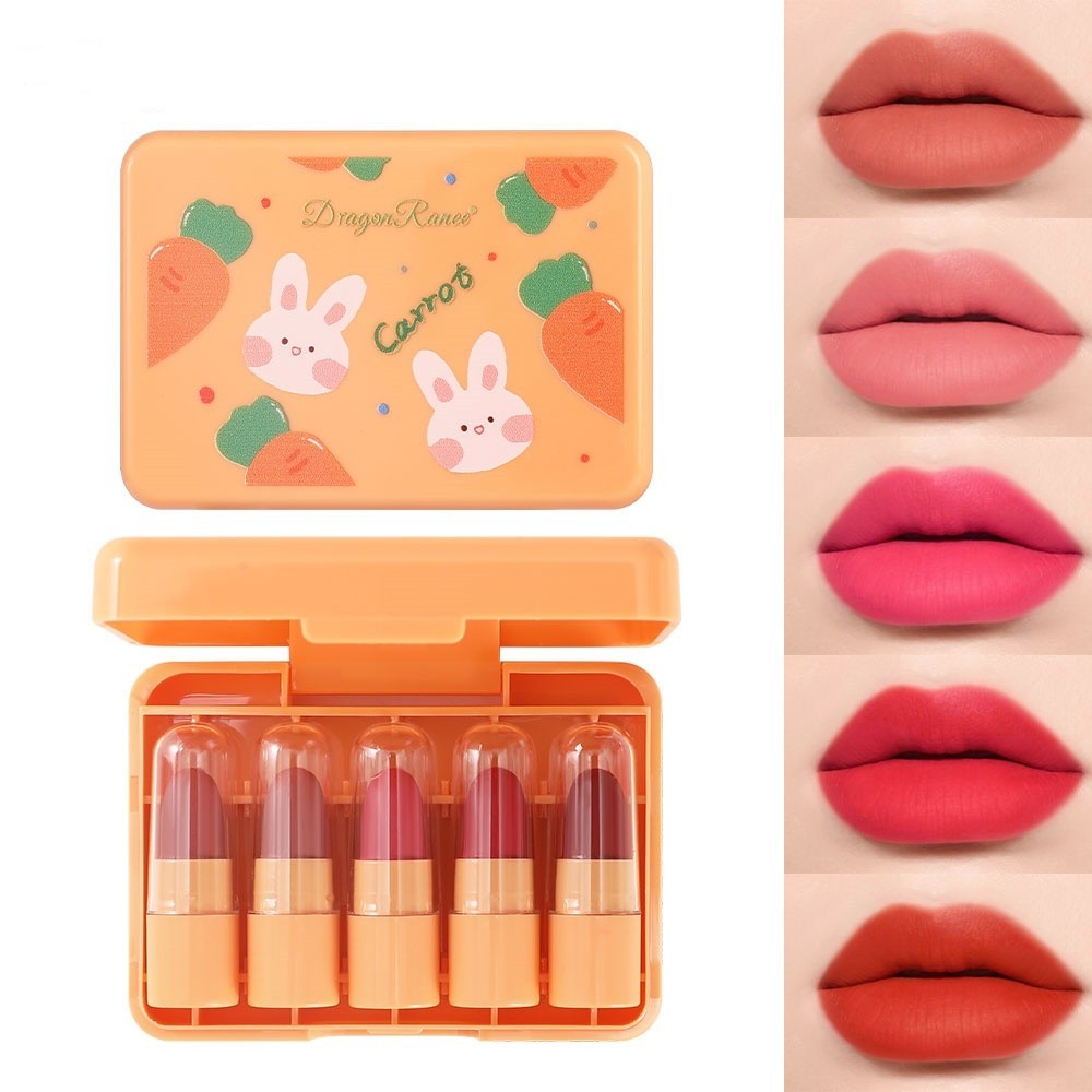 Five-piece Set Box Mini Small Lipstick Lip Gloss Cute Easy to Carry Non ...