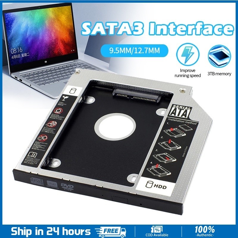 SATA to SATA 2nd HDD Caddy 12.7mm Case For HDD SSD Case Hard Drive Bay ...