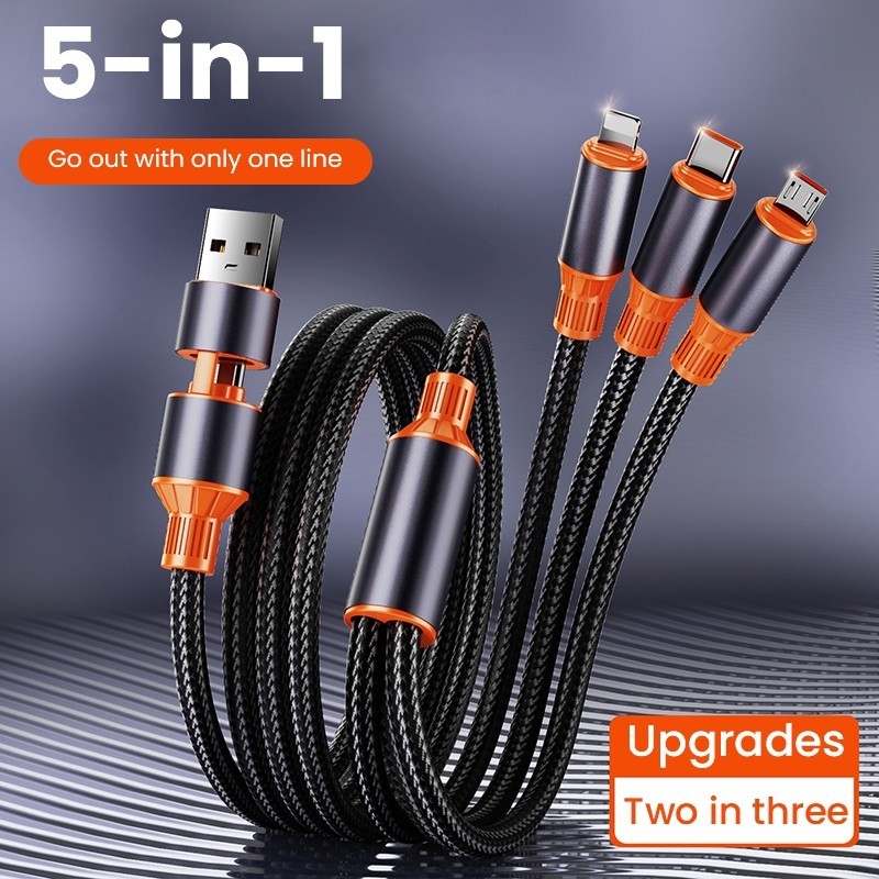 5 in1 Charging Cable Multi Usb Port Multiple Usb Charging Cord Type C ...