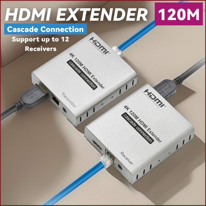 4K 120M HDMI Extender Via Cat5e or Cat6 Cable Cable Support Cascade ...