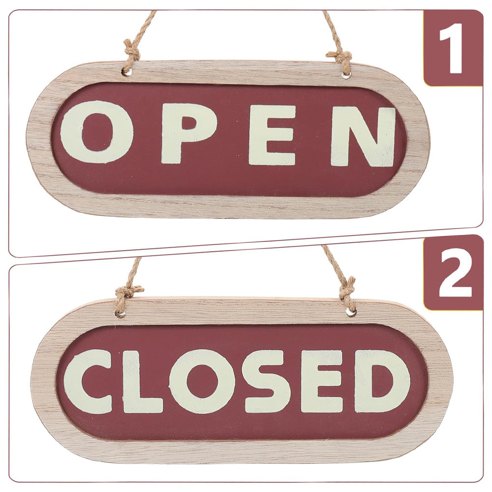 Double Sided Store Closed Board with Rope Wooden Open and Close Sign ...