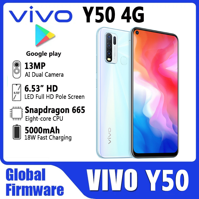 VIVO Y50 mobile phone Global firmware Snapdragon 665 Octa Core 6.53 ...