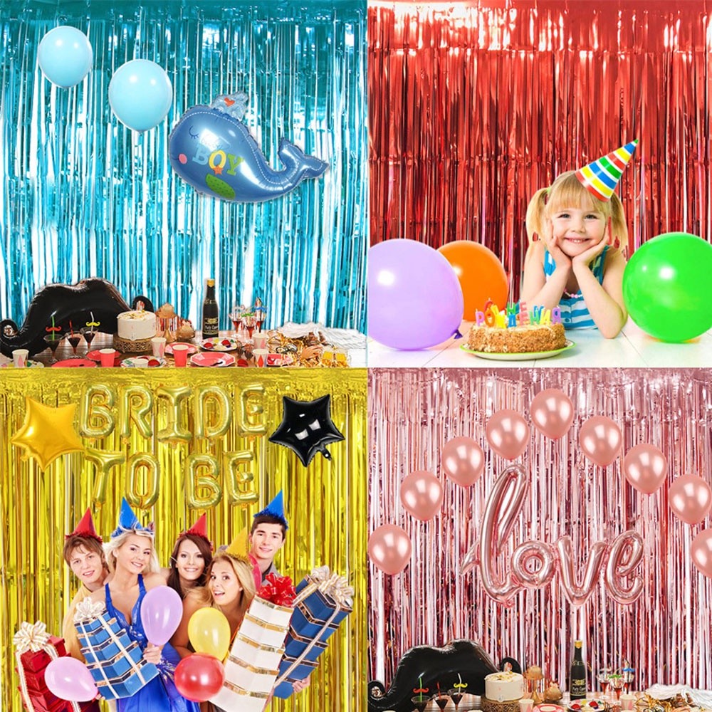 1*2M/1*3M Aluminum Foil Curtain Child/Adult Birthday Rain Curtain ...