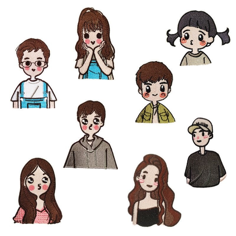 New Character Self-Adhesive Cloth Sticker Cartoon Cartoon Couple ...