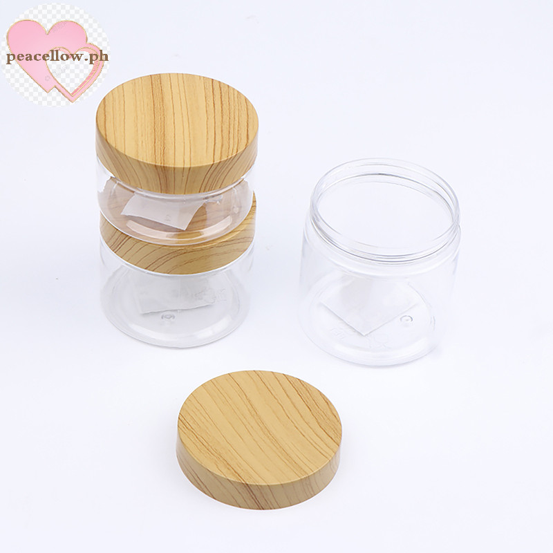 PEACELLOW 1Pcs Empty Clear Pet Jars Containers With Imitation Wood ...