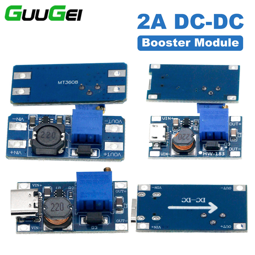 Guugei MT3608 DC-DC Step Up Converter Module Adjustable Booster Power Supply Module Voltage ...