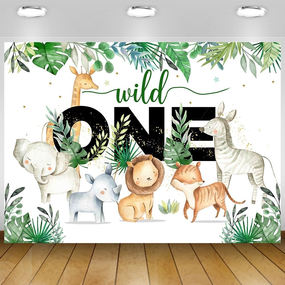5x3ft Wild One Birthday Photography Backdrop Safari Animal Jungle Happy ...