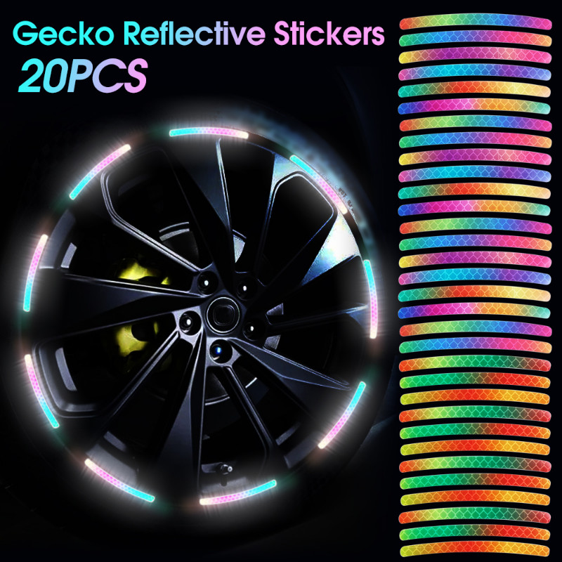 nxp-20pcs Colorful Sticker Car Wheel Reflector Sticker Hub Reflective ...
