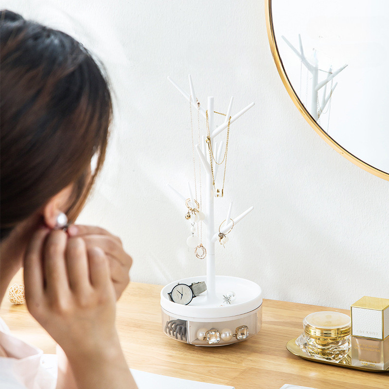 Rotate Jewelry Storage Rack Bedroom Necklace Display Stand Tree Shaped ...