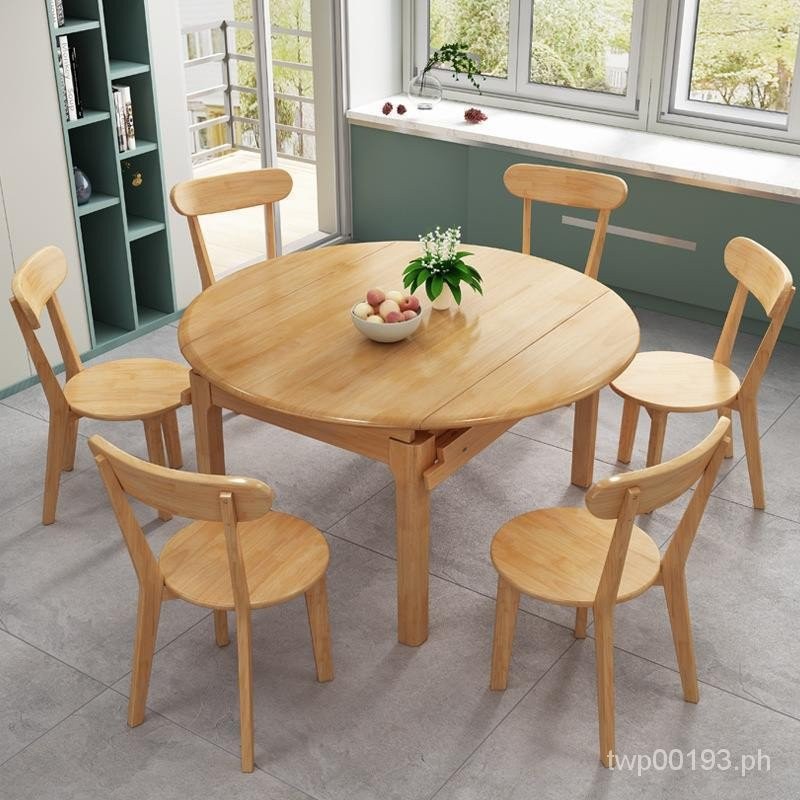 Nordic Furniture Rubber Wood Dining Tables and Chairs Set Simple Modern ...
