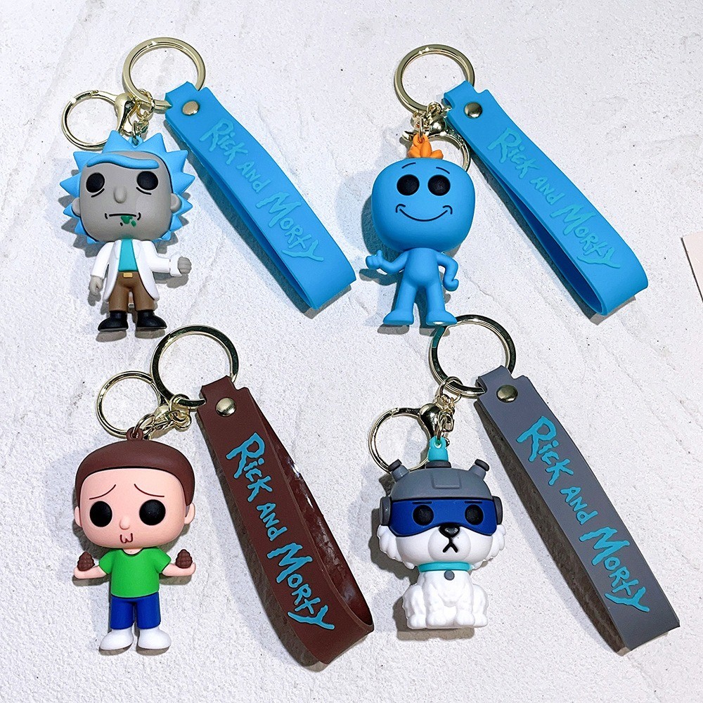 SUPERGEAR Anime Rick and Morty Keychain Car Motor Backpack Keychain ...
