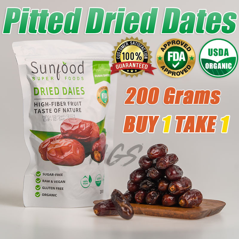 【BUY 1 TAKE 1】 Date Palm Pitted Dried Dates by Sunfood 200g Pure Dried ...