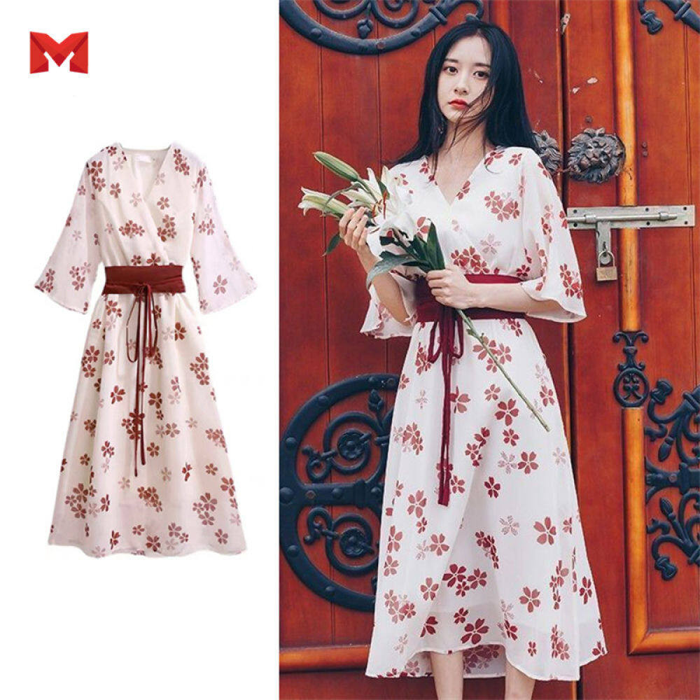 GG+Japanese Sakura Dress Modified Kimono Style Vintage Dresses Calf ...