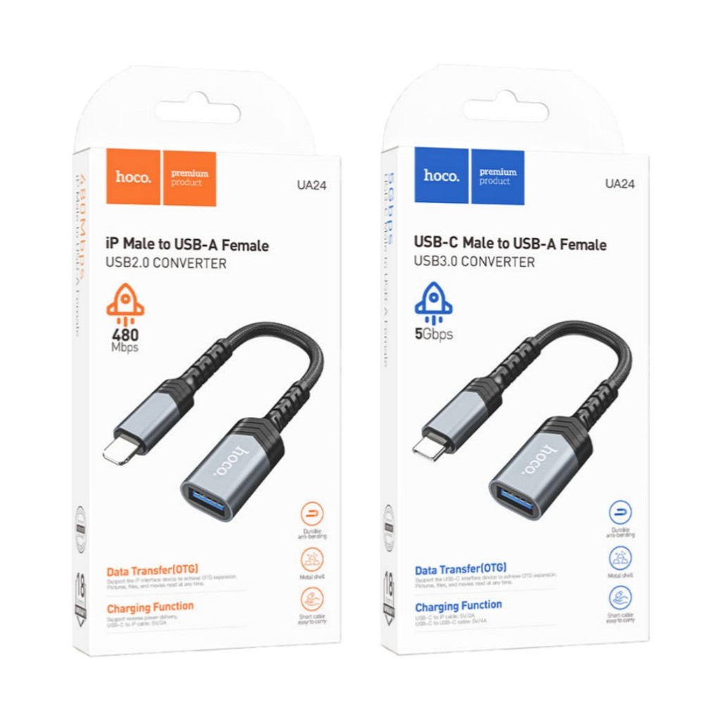Hoco UA24 iOS to USB /Type-C OTG converter Secondary Charging Function ...