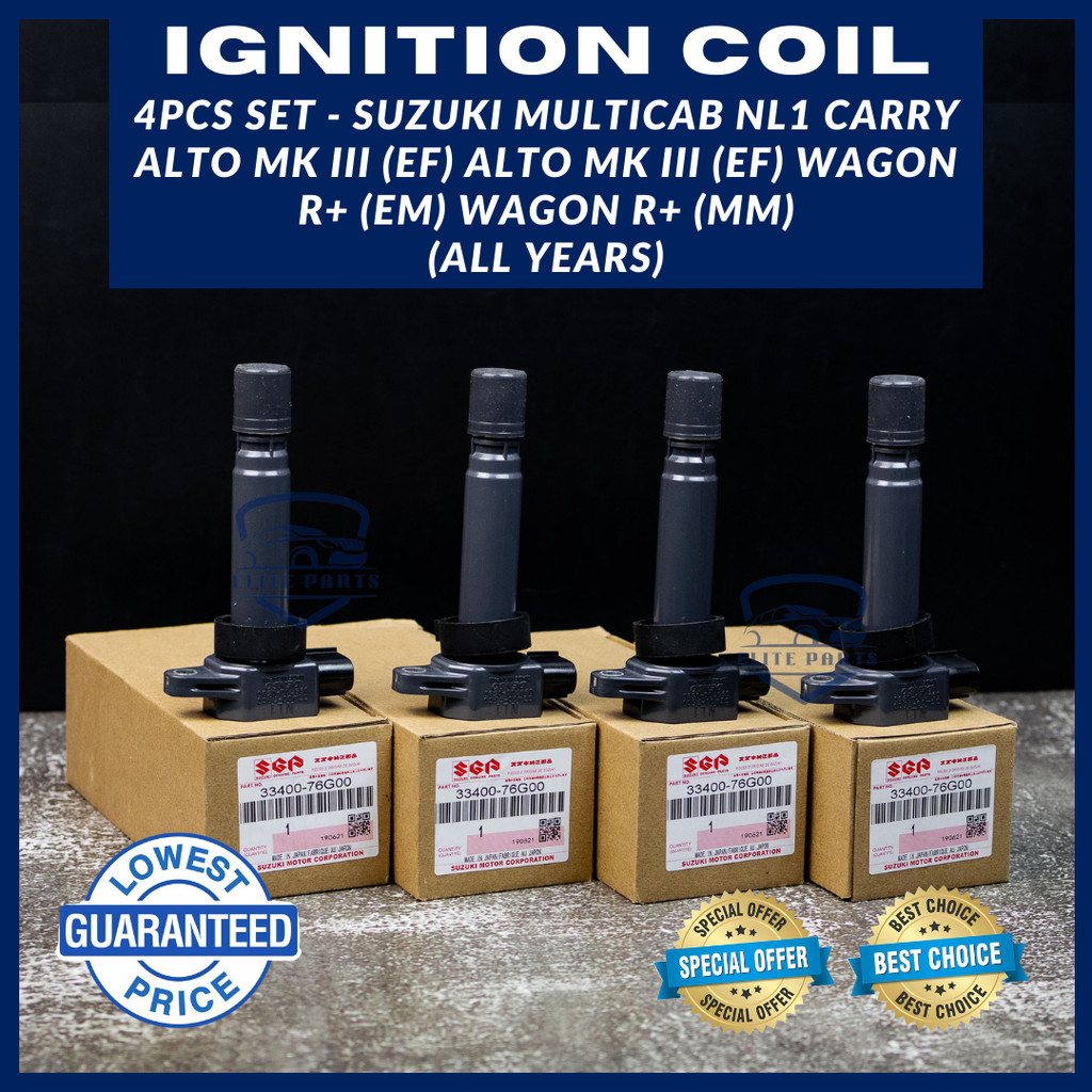 4PCS SET IGNITION COIL for SUZUKI Multicab NL1(All Years)Carry(All ...