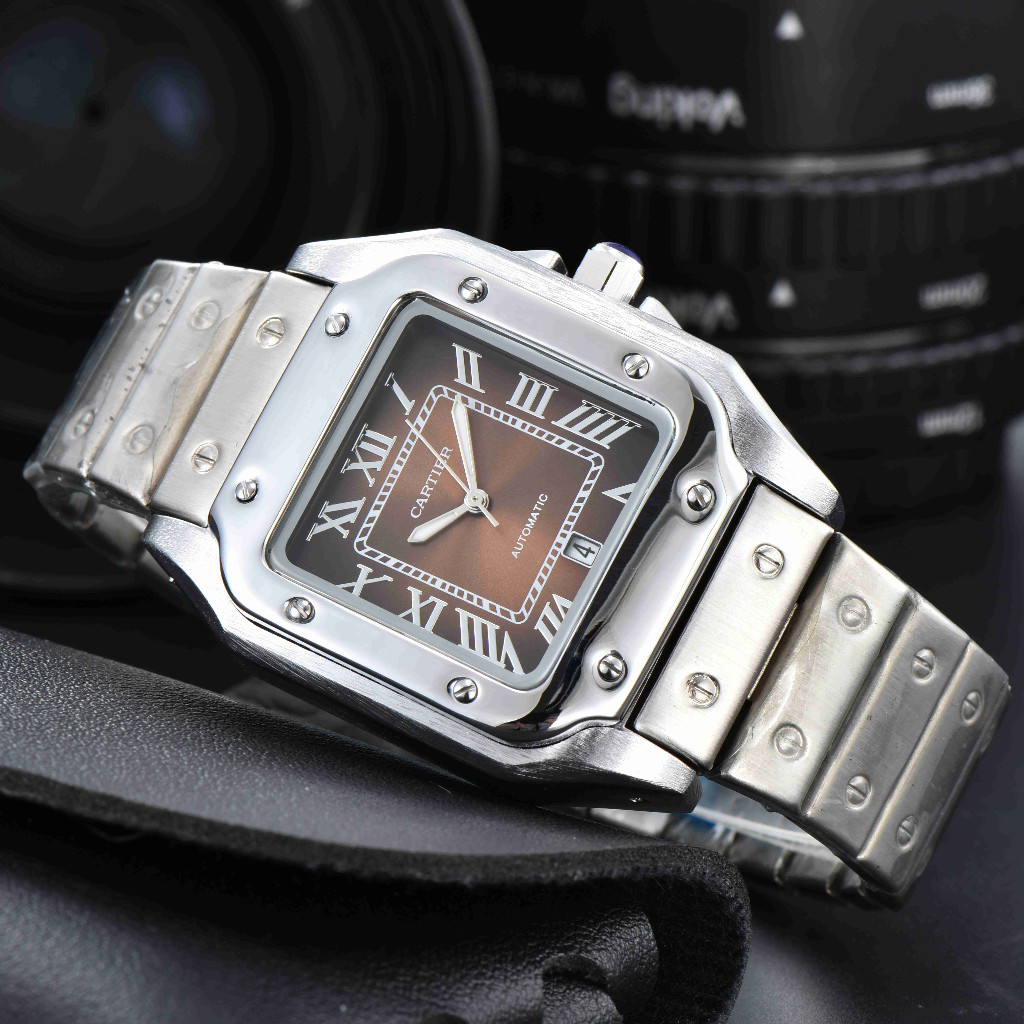 Cartier Simple Fashion Watch Roman Numeral Dial Waterproof Calendar ...