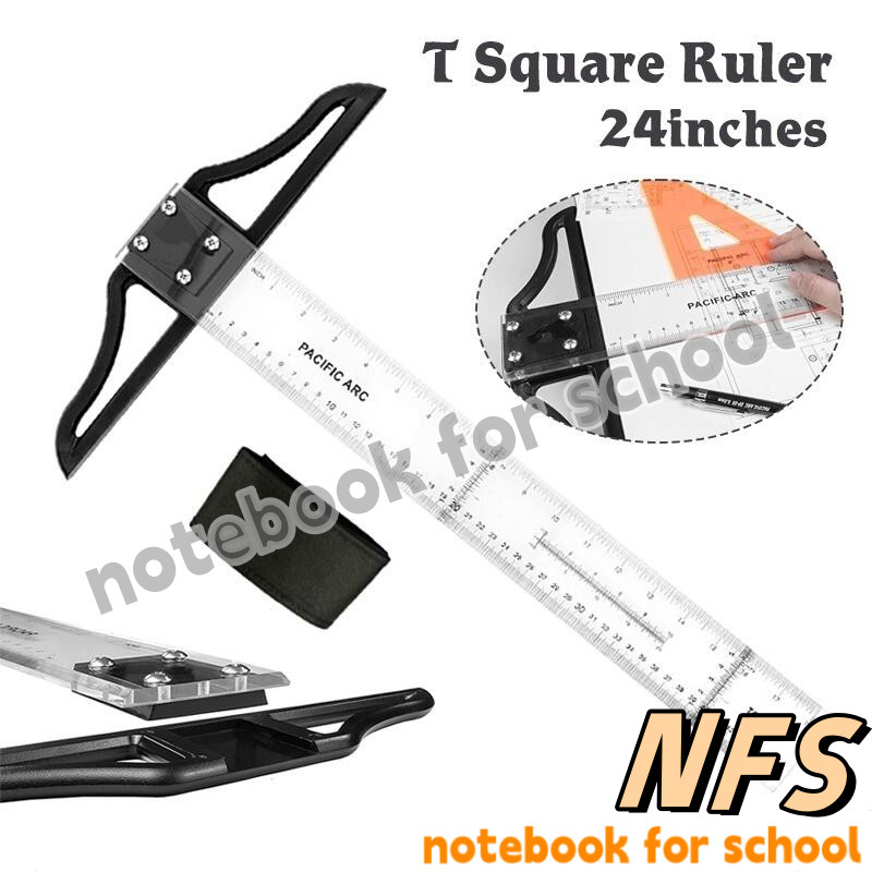 NFS 45/60/70/80cm Plastic T Square Acrylic Graduated Ruler Drafting ...