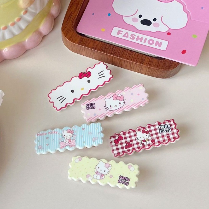 Cute cartoon KT cat rectangular hairpin ins girly heart bangs side clip ...