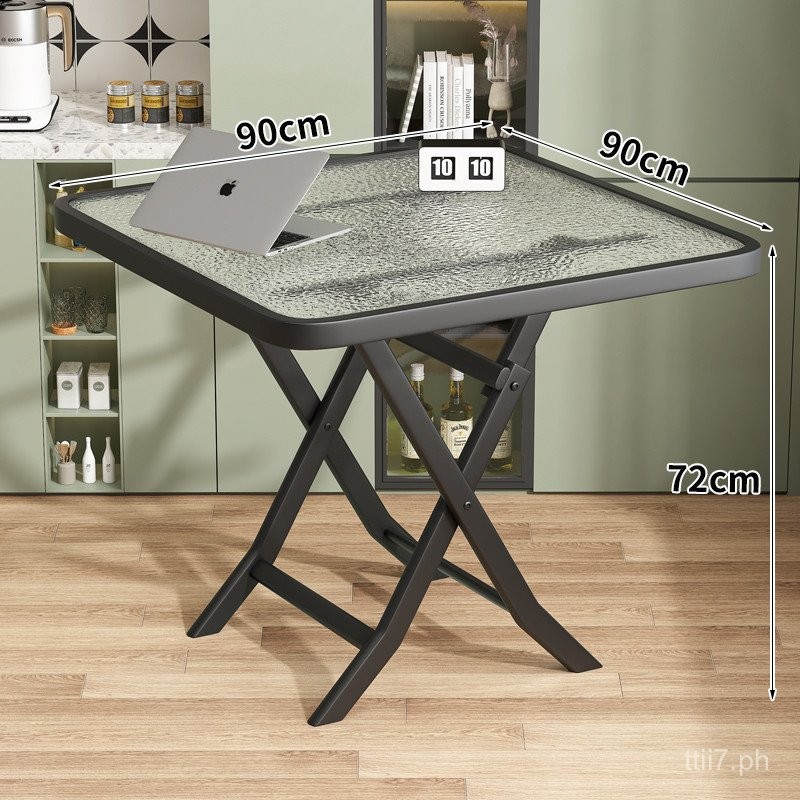 99CHFolding Dining Table Small Apartment Home Tempered Glass round ...