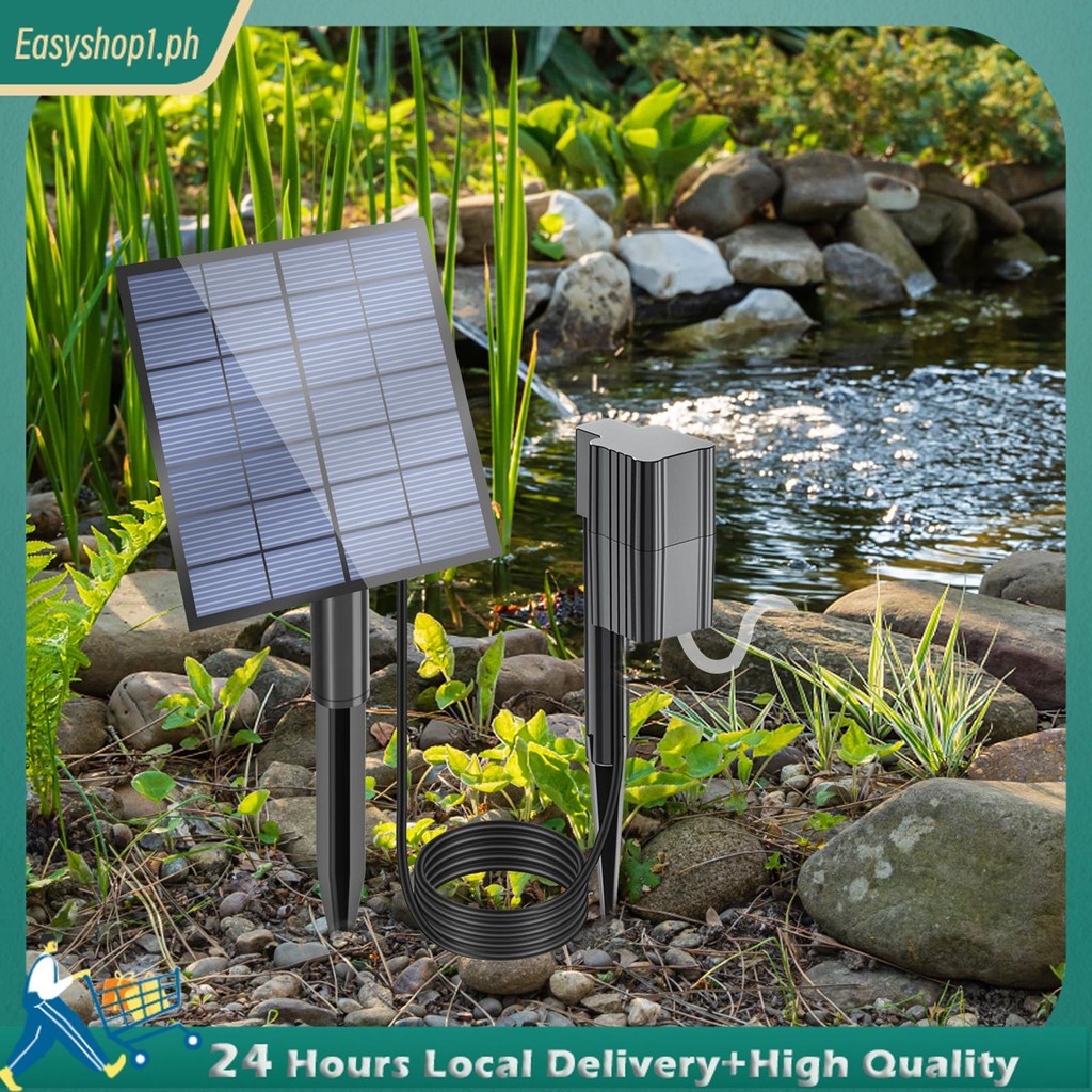 Solar Pond Aerator with Air Hose and Bubble Stone 7V/2.5W Aquarium ...
