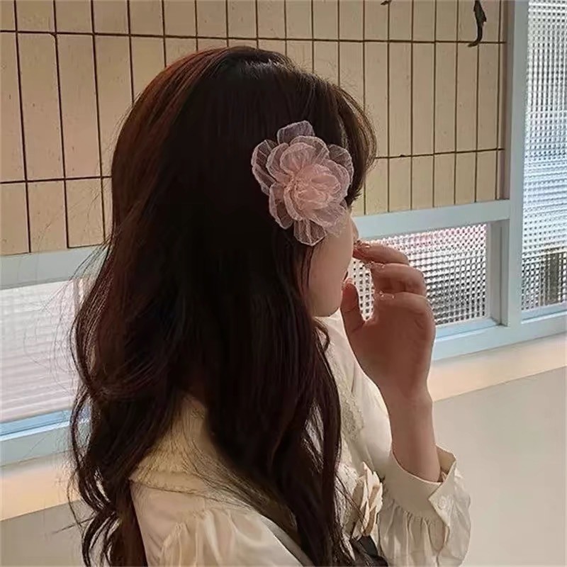 Fairy Beautiful Camellia Flower Hair Clip Bangs Side Clip Flower Head ...