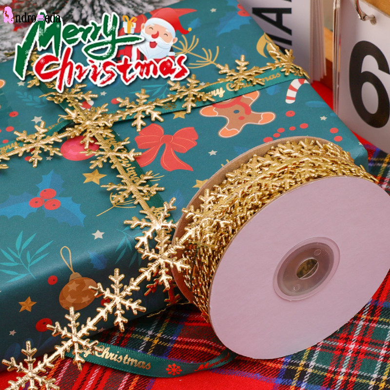 10M/Roll Christmas Luxurious Gold Glitter Snowflake Lace Trim Ribbon ...