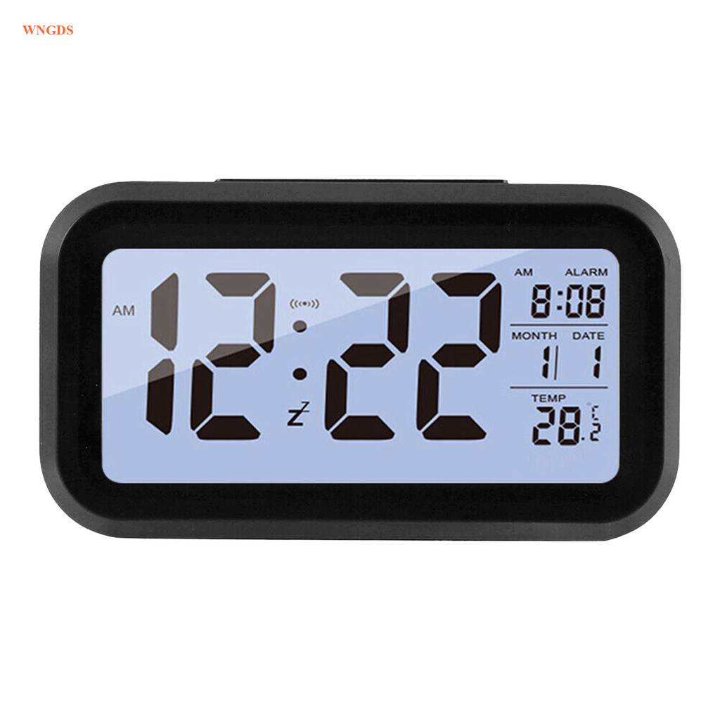 Digital Alarm Clock with Temperature,Large LCD Display Battery Operated Modern Smart Nightlight ...