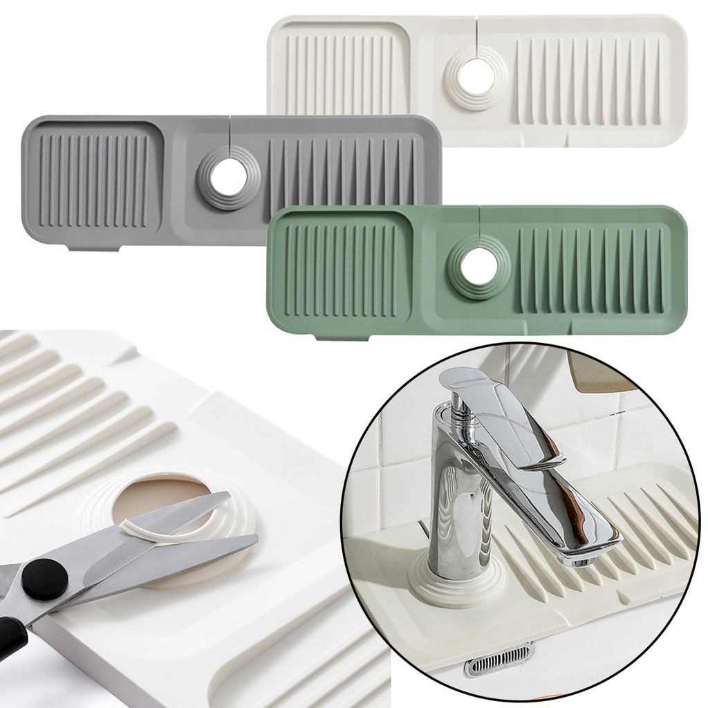 Universal Silicone Faucet Splash Guard Mat Anti Splash Drainage Tray ...