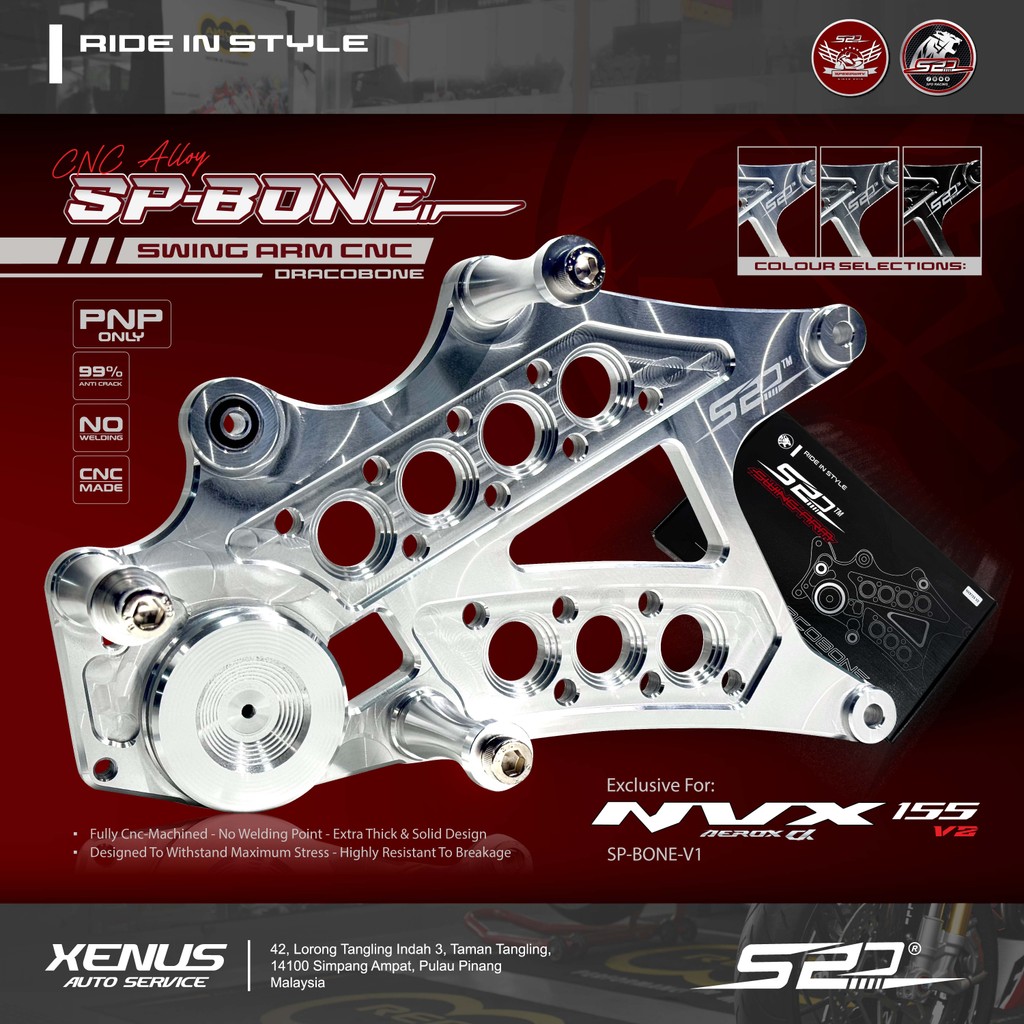 Swing Arm SPD / S2D SP-BONE NVX 155 NVXV2 AEROX V2 Swingarm Exhaust Arm ...